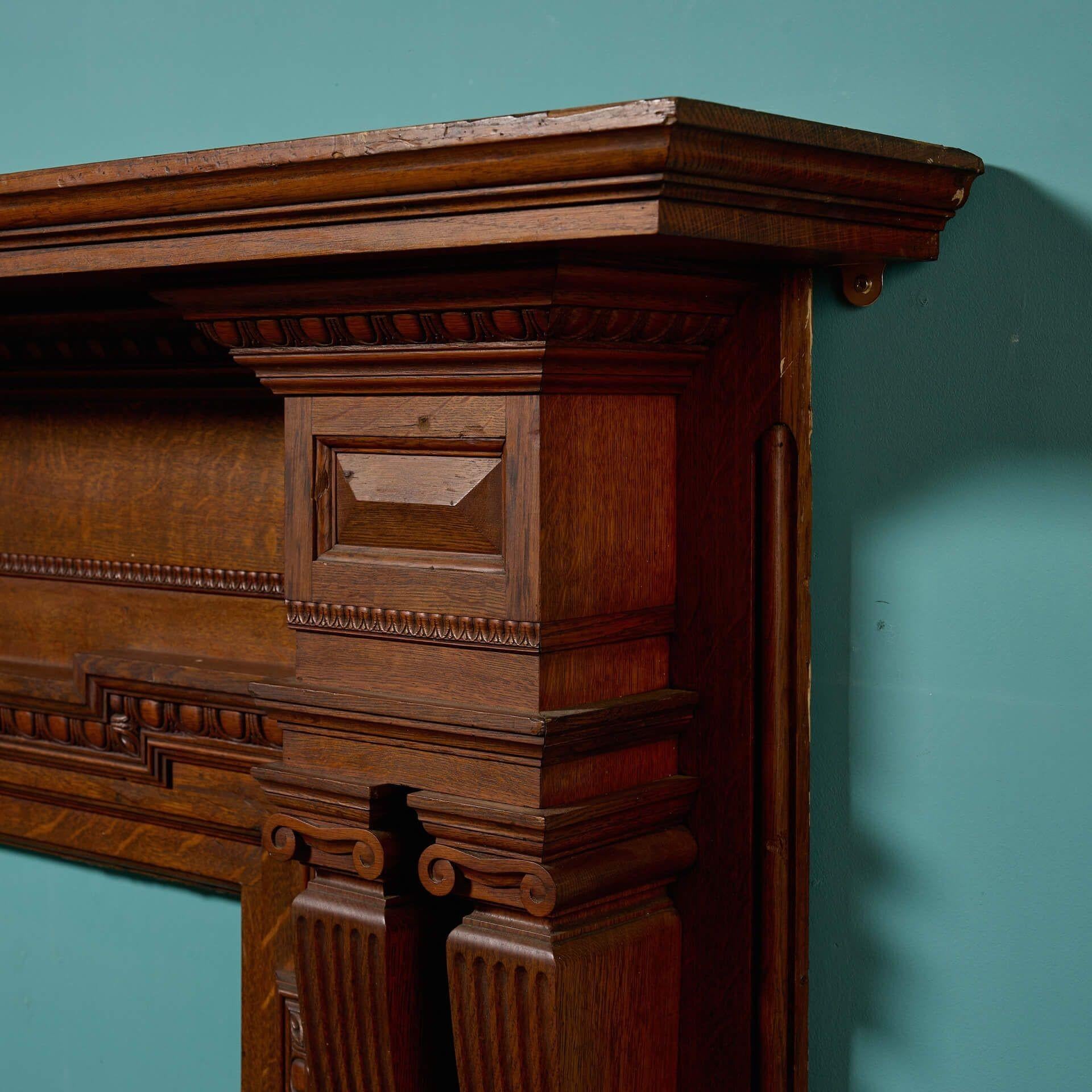 Antique Victorian Style Oak Fire Surround For Sale at 1stDibs