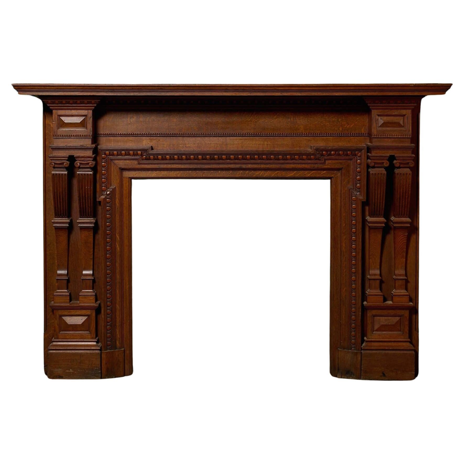 Antique French Walnut and Oak Fire Surround For Sale at 1stDibs