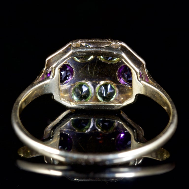 Antique Victorian Suffragette Ring Diamond Amethyst Peridot 18 Carat ...