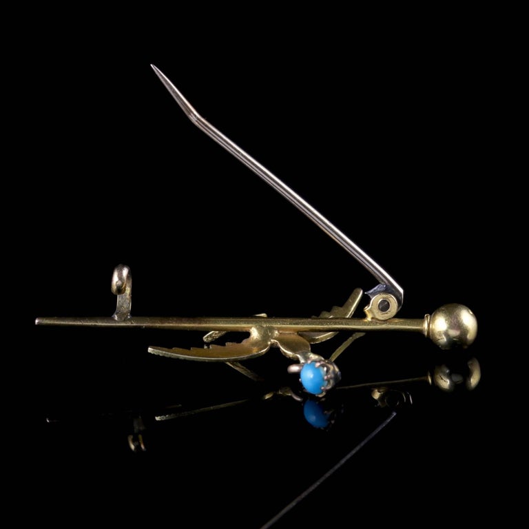 Antique Victorian Swallow Brooch Turquoise 15 Carat Gold, circa 1900 ...