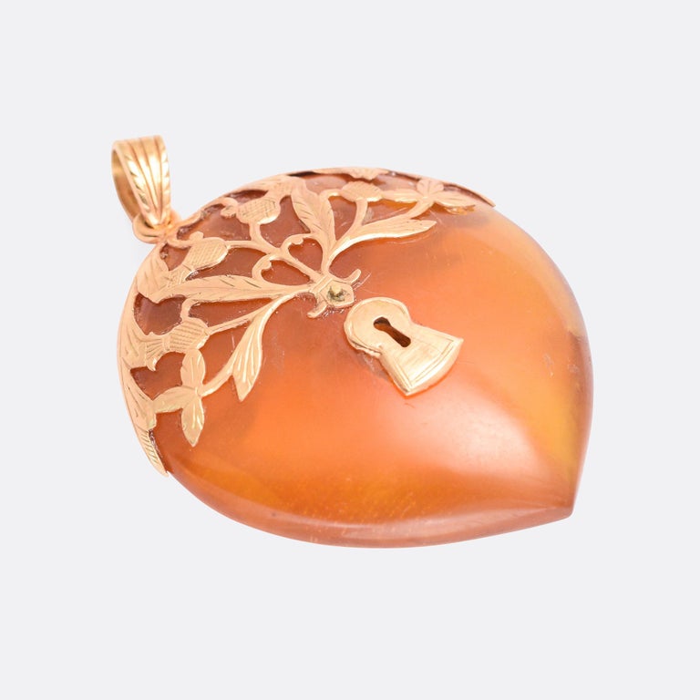 Antique Victorian Tortoise Shell "Key To My Heart" Pendant Necklace at ...