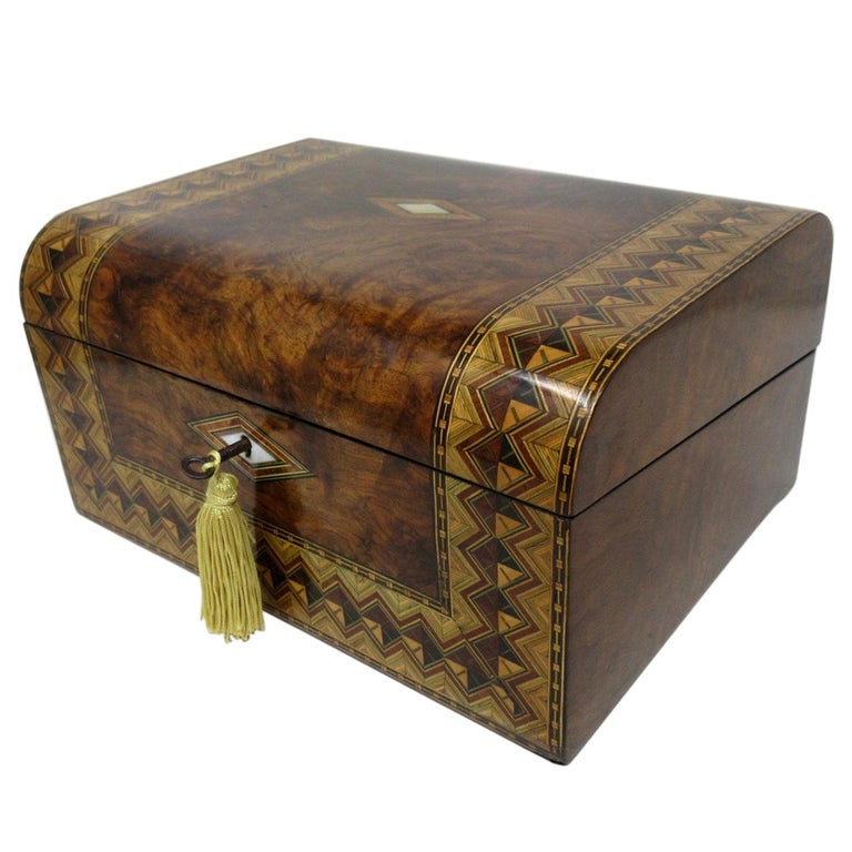 Antique Victorian Turnbridge Ware Burl Walnut Traveling Wooden Writing ...