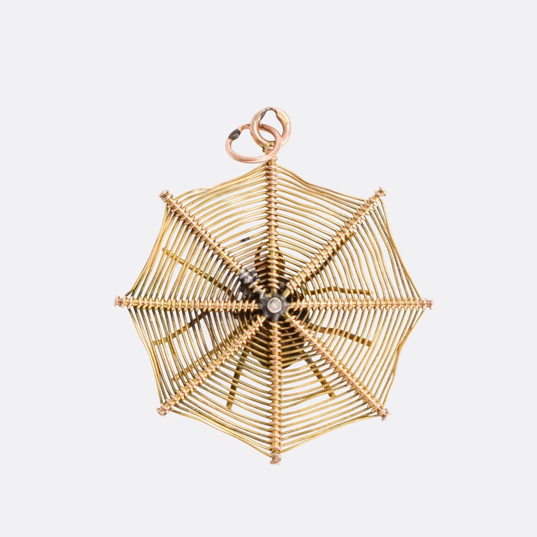 Antique Victorian Turquoise Matrix Spider and Web Pendant Necklace at ...