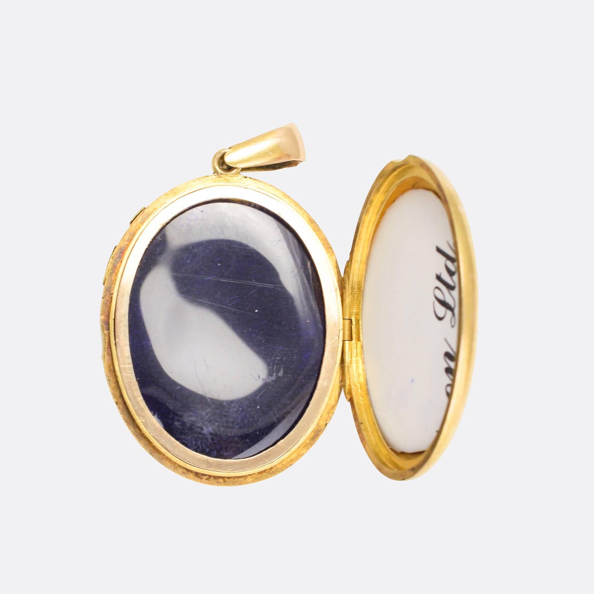 Antique Victorian Turquoise Pearl Enamel 18 Karat Gold Locket at 1stDibs