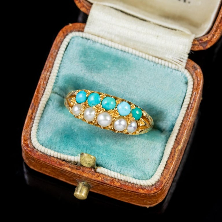 Antique Victorian Turquoise Pearl Ring 18 Carat Gold, circa 1880 For ...