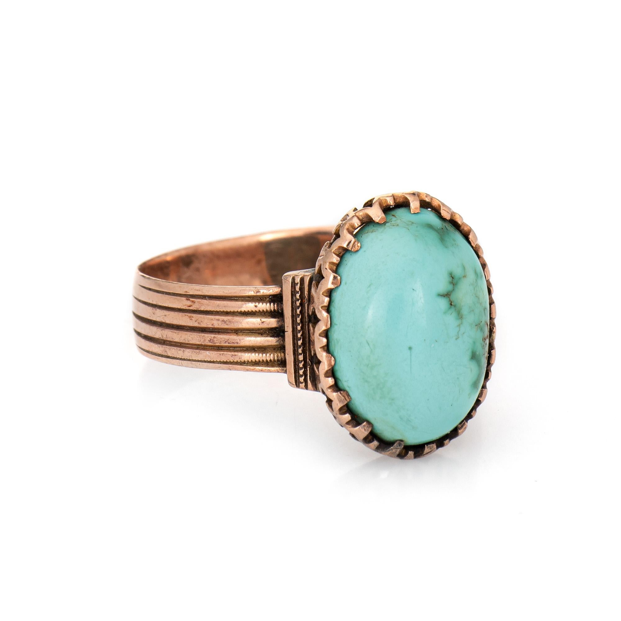 Antique Victorian Turquoise Ring 10k Rose Gold Estate Fine Jewelry Oval ...