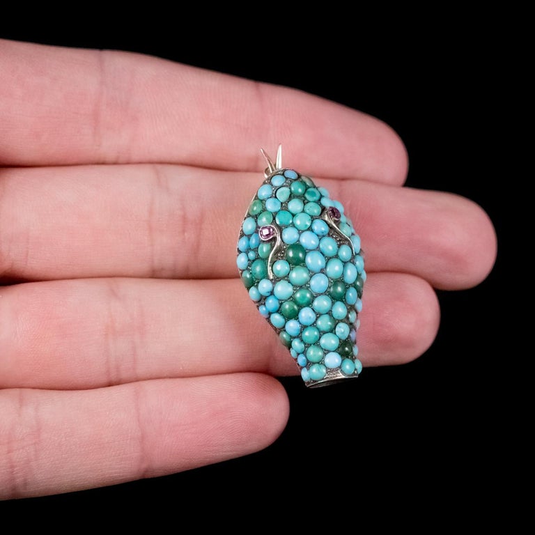 Antique Victorian Turquoise Snake Head Snapper Ruby Eyes 18ct Gold ...