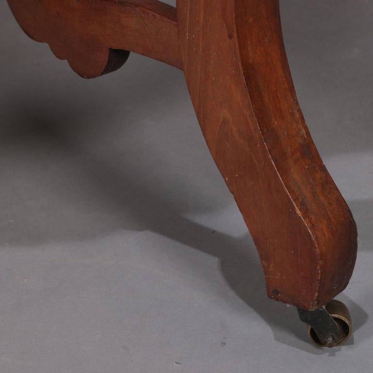 Antique Victorian Turtle Top Carved Walnut and Bevelled Marble Centre ...