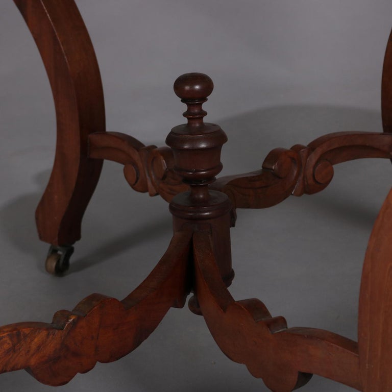 Antique Victorian Turtle Top Carved Walnut and Bevelled Marble Centre ...
