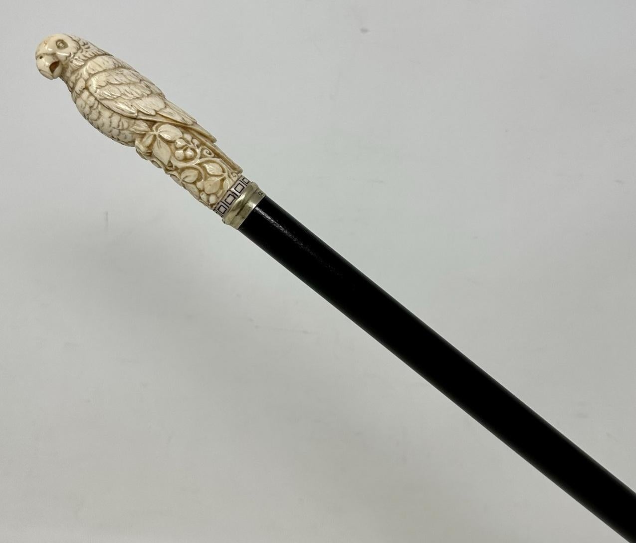 Antique Victorian Vintage Wooden Walking Stick Cane Sterling Silver ...