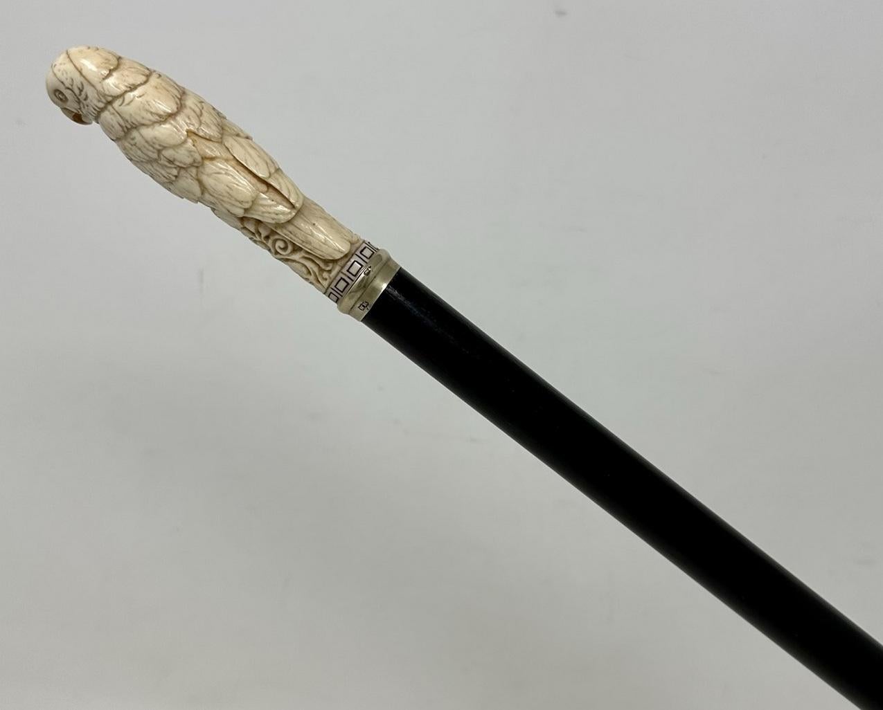 Antique Victorian Vintage Wooden Walking Stick Cane Sterling Silver ...