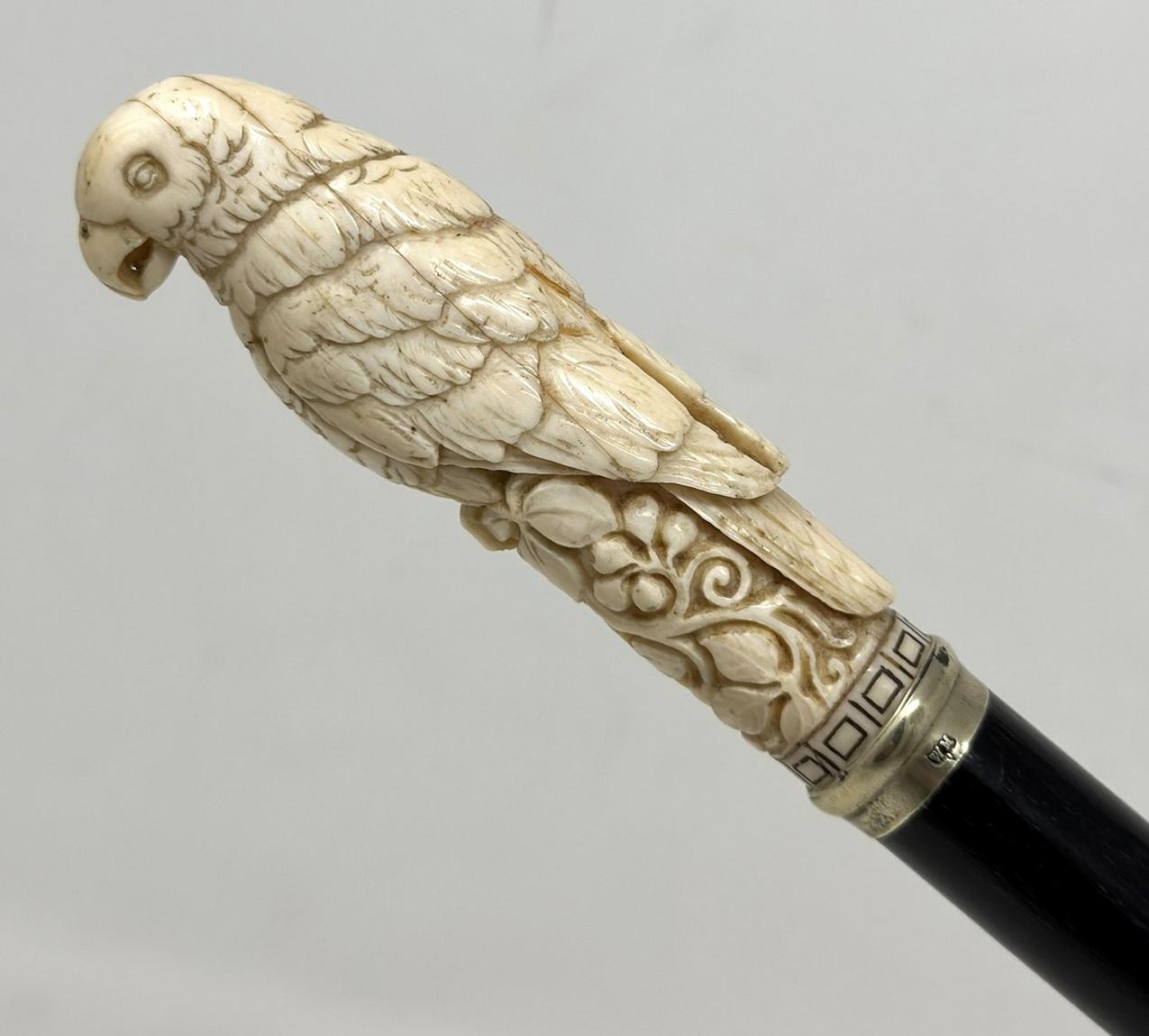 Antique Victorian Vintage Wooden Walking Stick Cane Sterling Silver ...