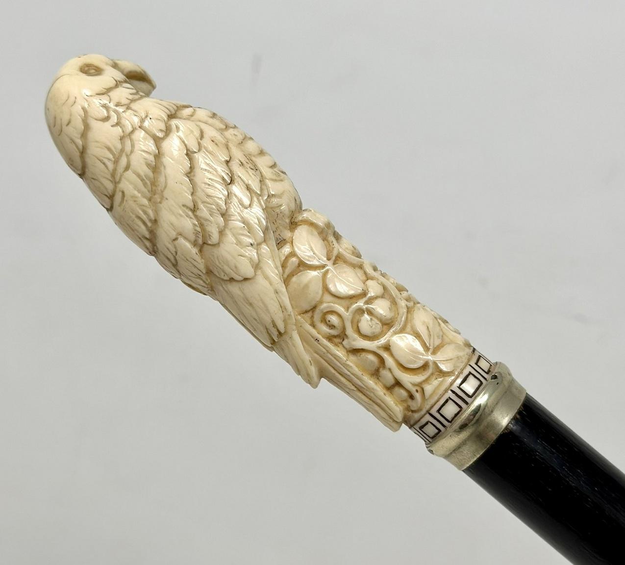 Antique Victorian Vintage Wooden Walking Stick Cane Sterling Silver ...