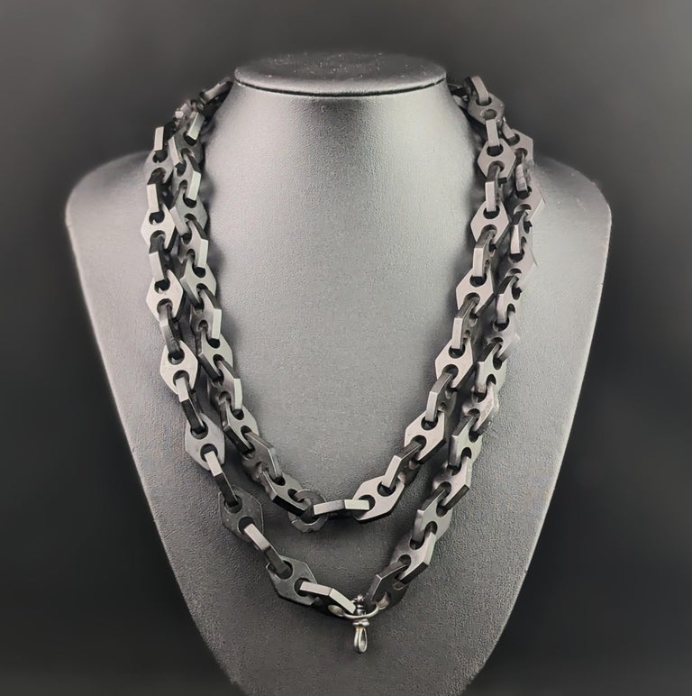 Antique Victorian Vulcanite Longuard Chain Necklace at 1stDibs