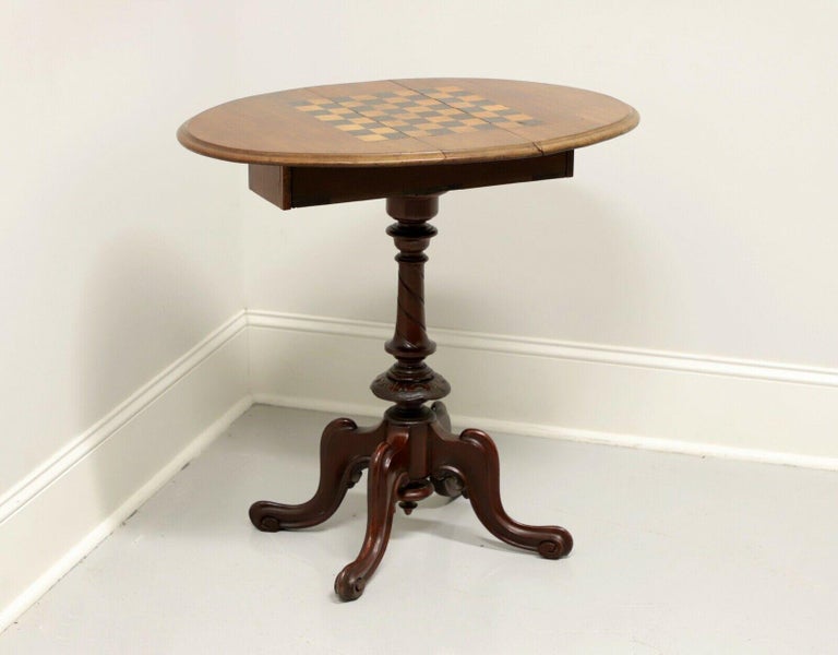 Antique Victorian Walnut Drop Leaf Rotating Game Table at 1stDibs ...