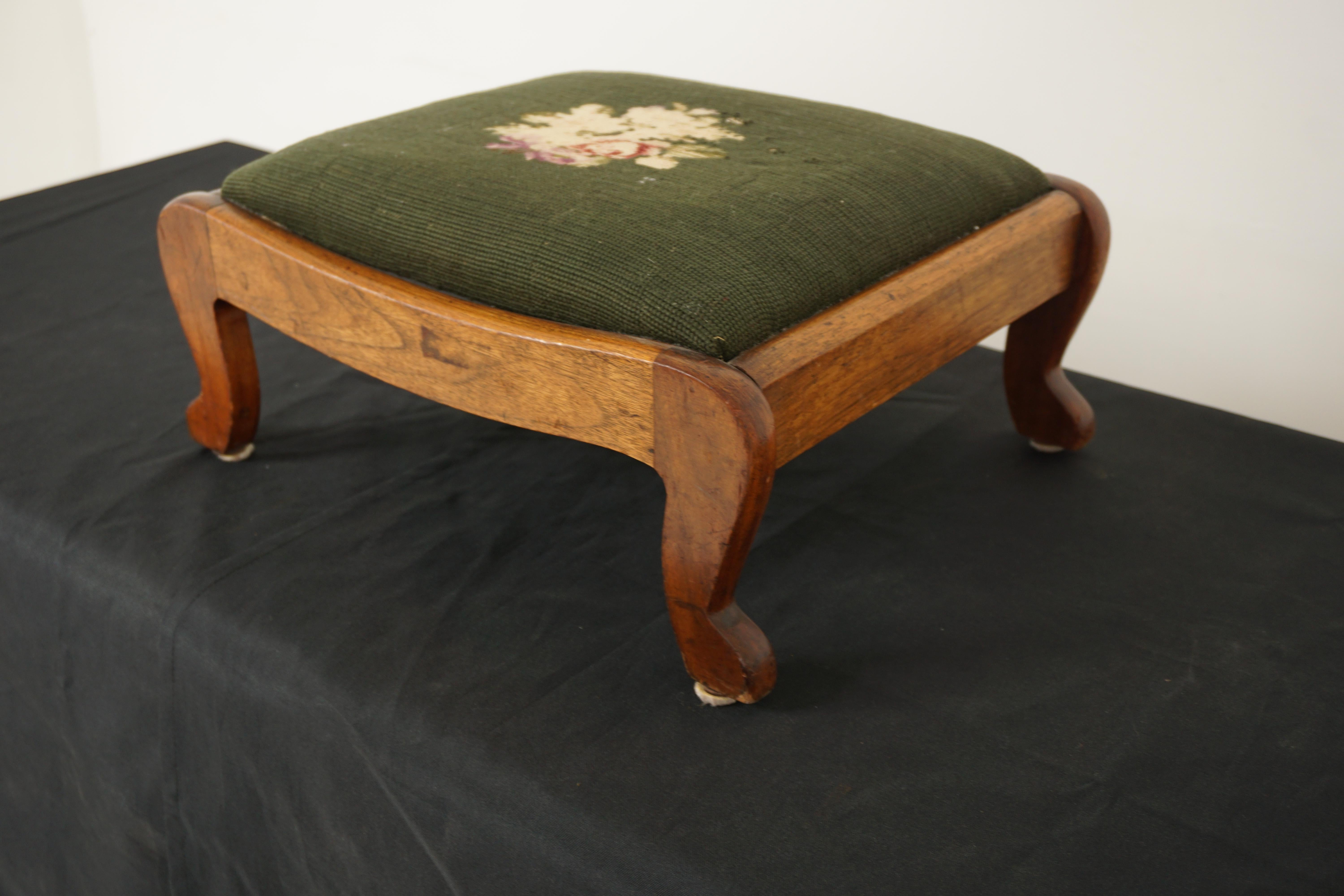Antique Victorian Walnut Foot Stool Needlepoint, Scotland 1870, H1167 ...