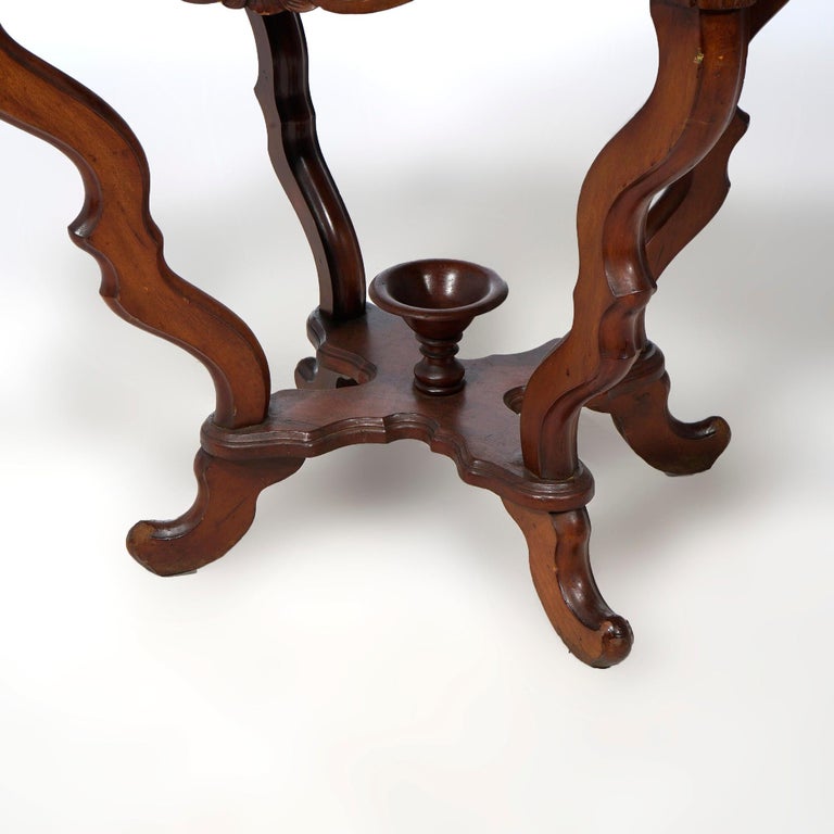 Antique Victorian Walnut and Marble Turtle Top Parlor Table Circa 1890 ...