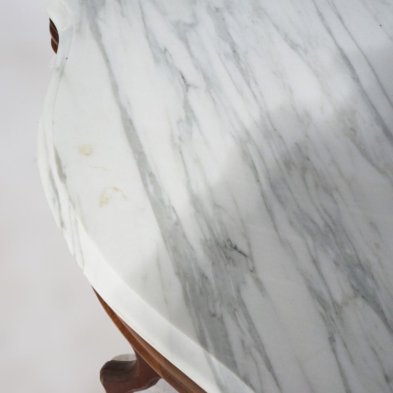 Antique Victorian Walnut and Marble Turtle Top Parlor Table, circa 1890 ...