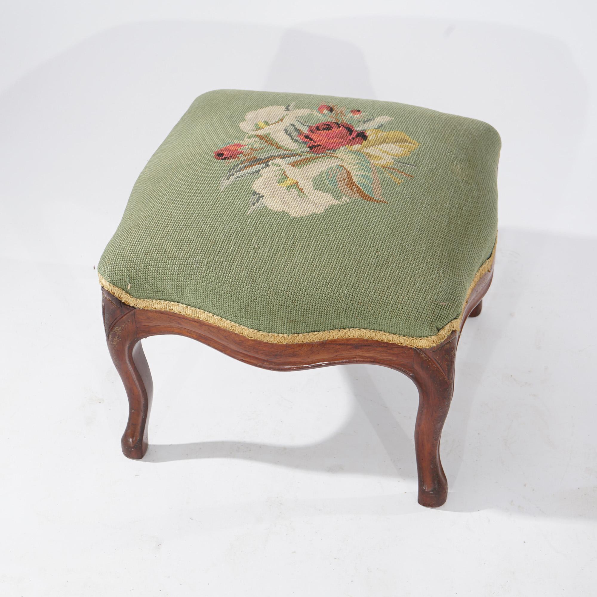 Antique Victorian Walnut and Needlepoint Footstool Circa 1890 For Sale ...