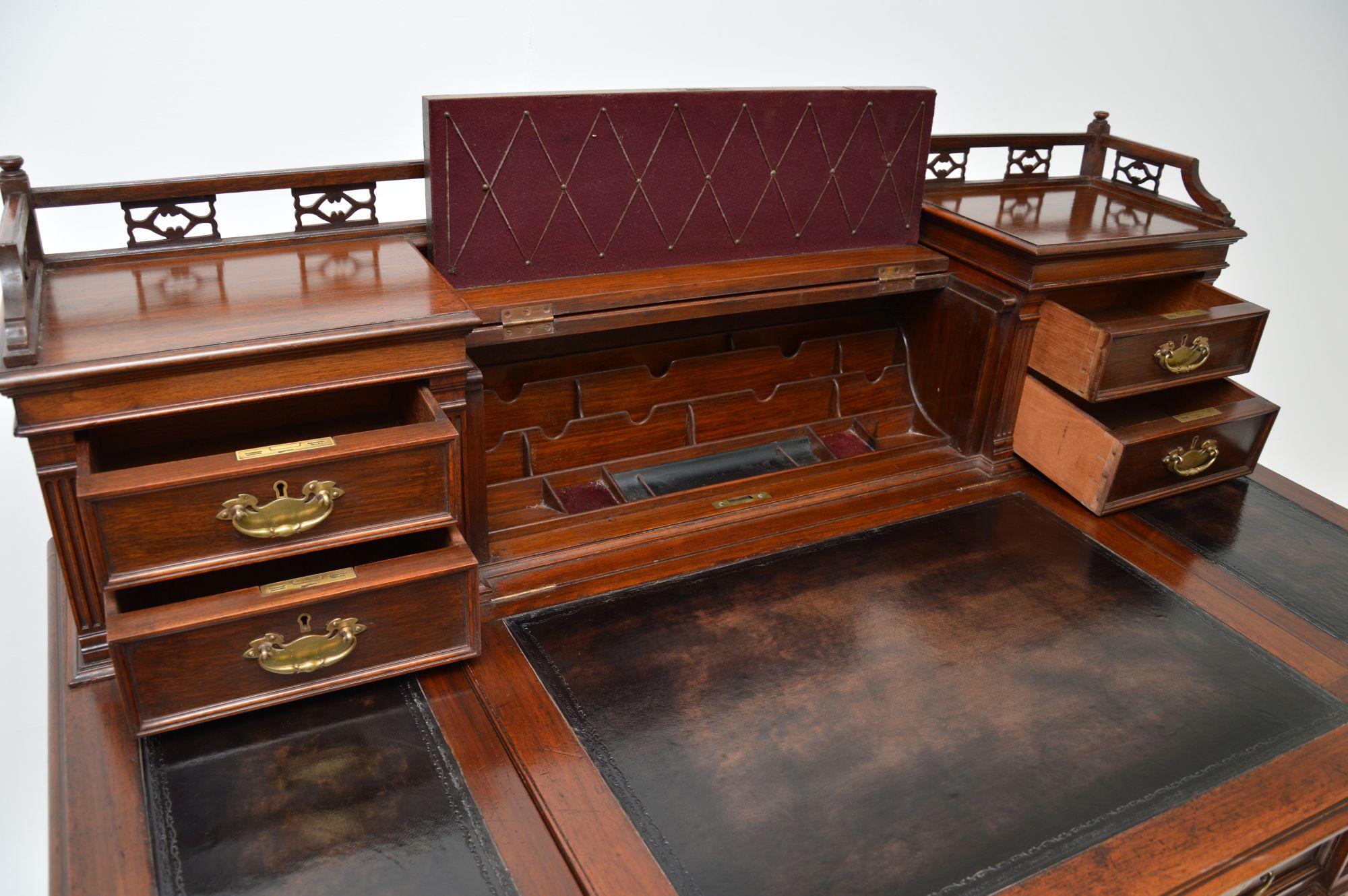 Antique Victorian Walnut Pedestal Desk by James Shoolbred For Sale at ...