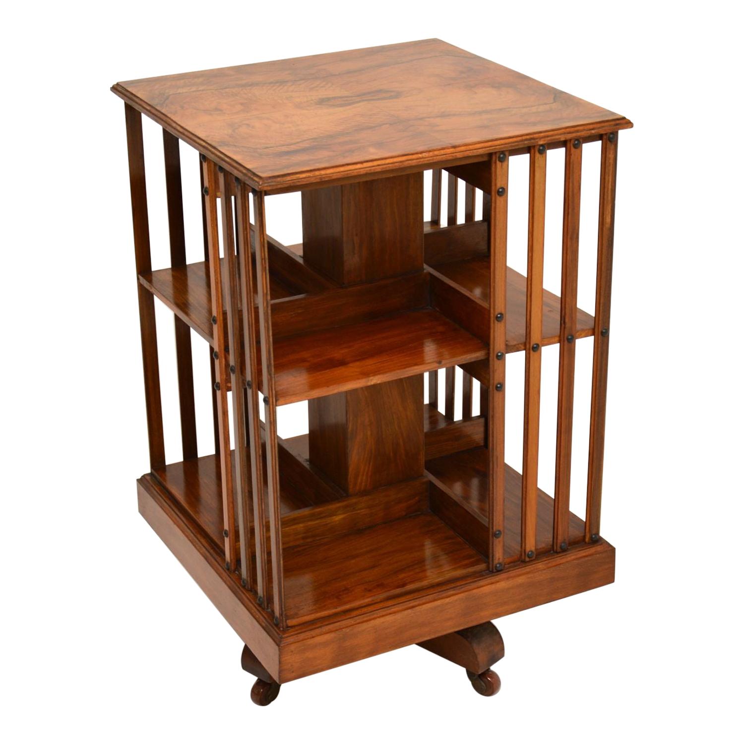 Antique Mahogany Inlaid Revolving Bookcase, circa 1890 at 1stDibs