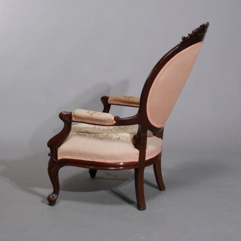 Antique Victorian Walnut and Tapestry Parlor Arm Chair, C1890 For Sale ...