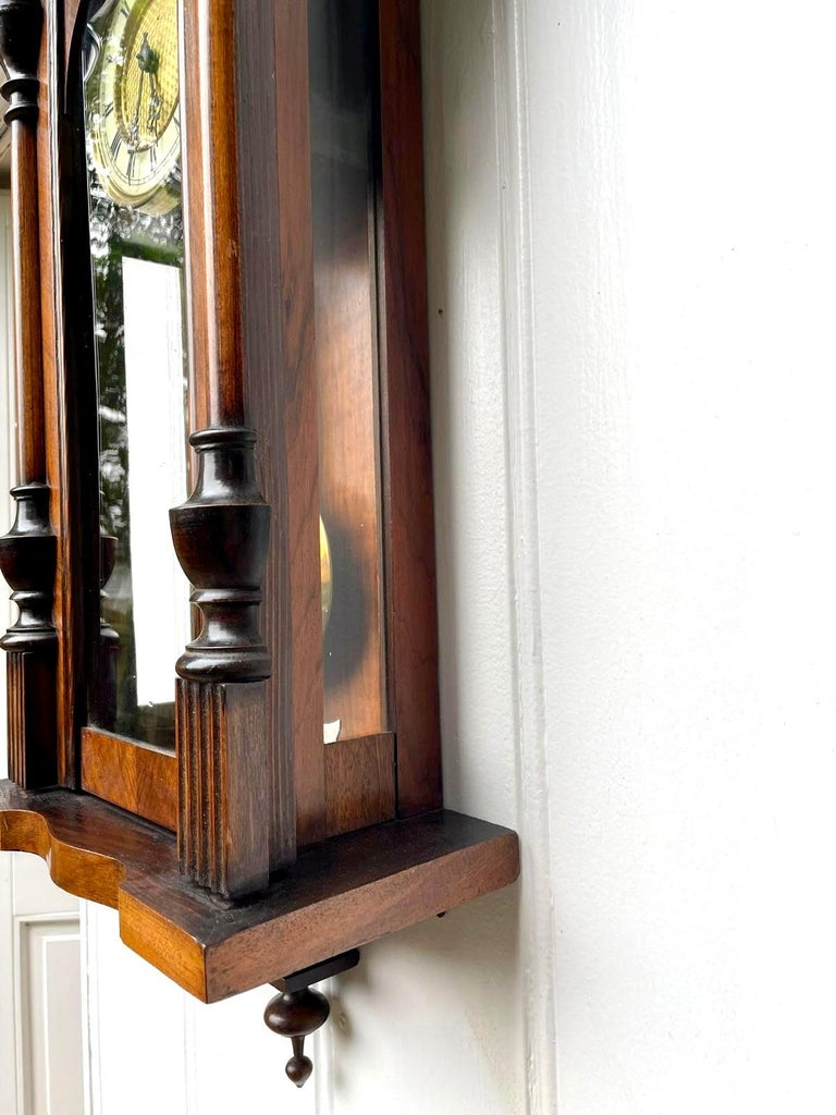Antique Victorian Walnut Vienna Wall Clock For Sale at 1stDibs