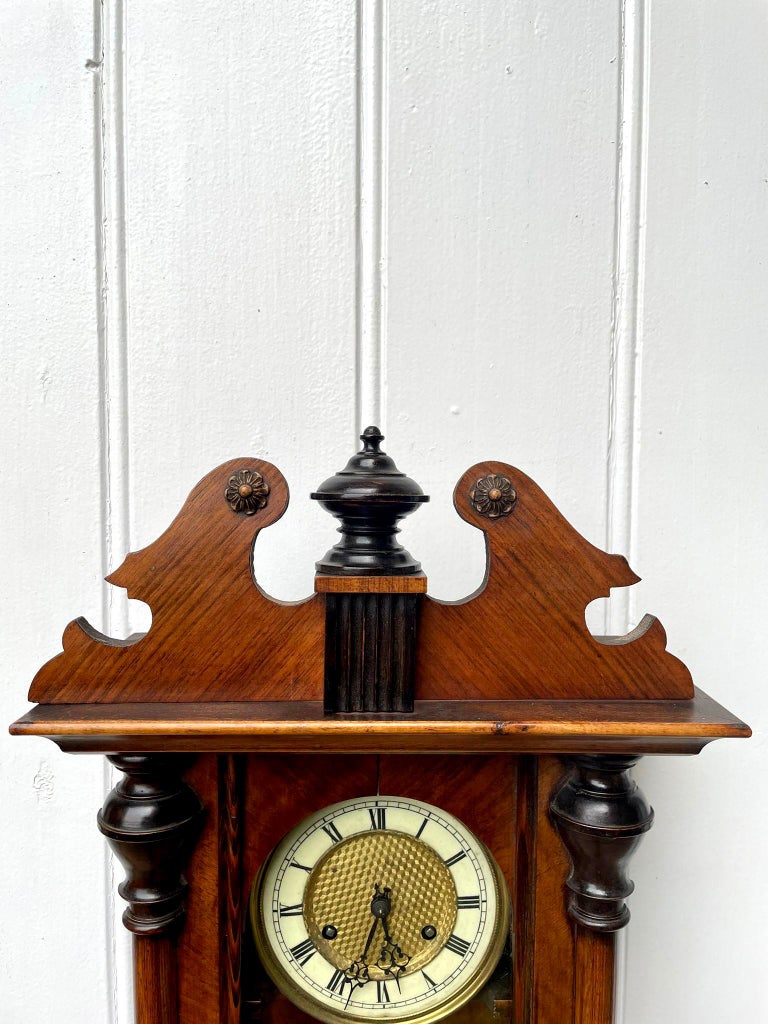 Antique Victorian Walnut Vienna Wall Clock For Sale at 1stDibs