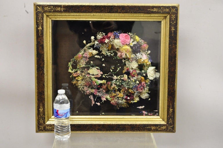 Antique Victorian Wax Flower Floral Mourning Wreath Shadow Box Frame ...