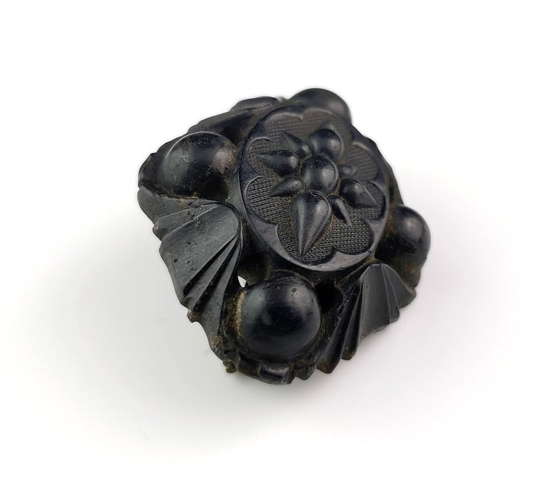 Antique Victorian Whitby Jet brooch For Sale at 1stDibs