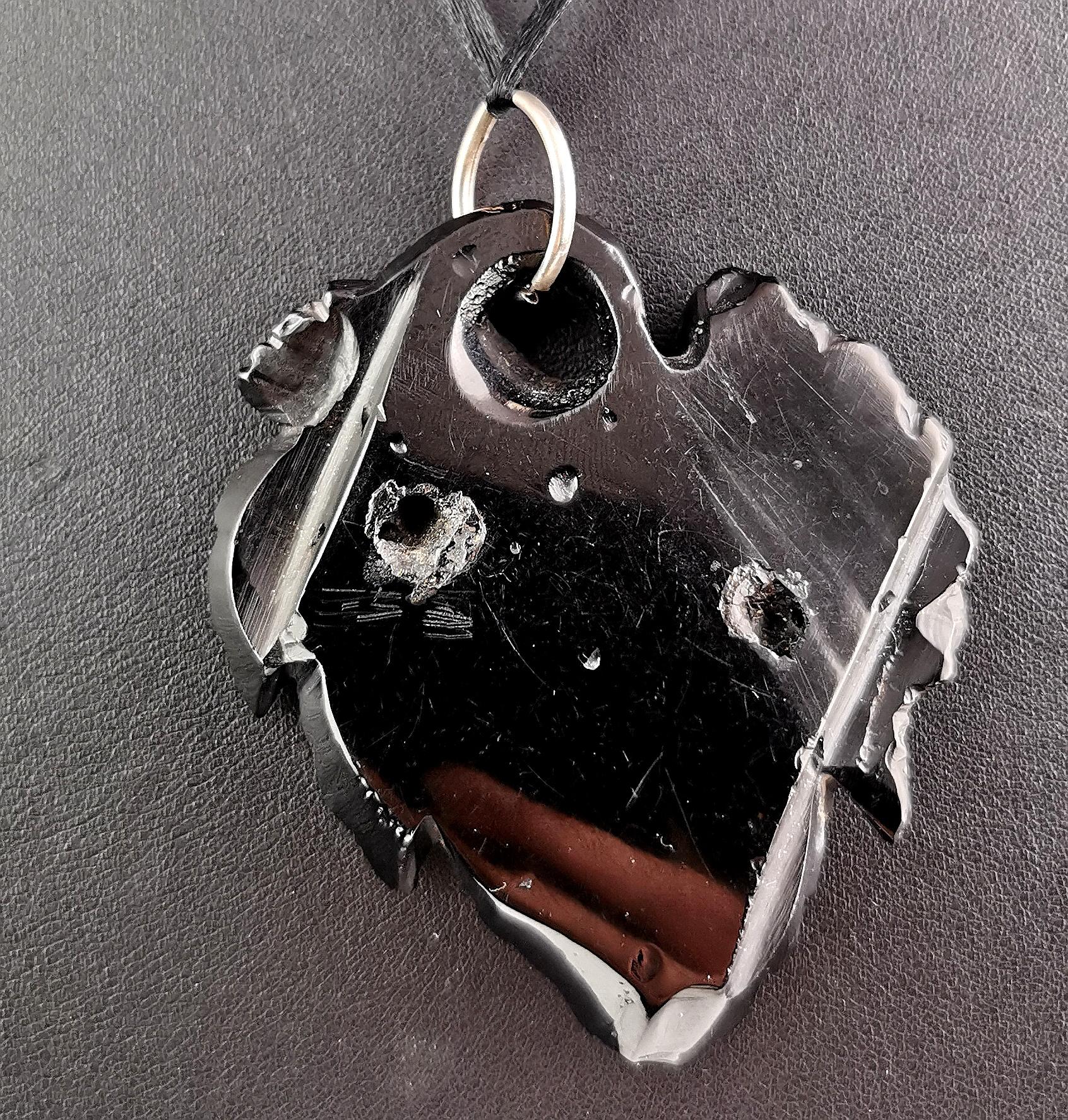 Antique Victorian Whitby Jet leaf pendant For Sale at 1stDibs