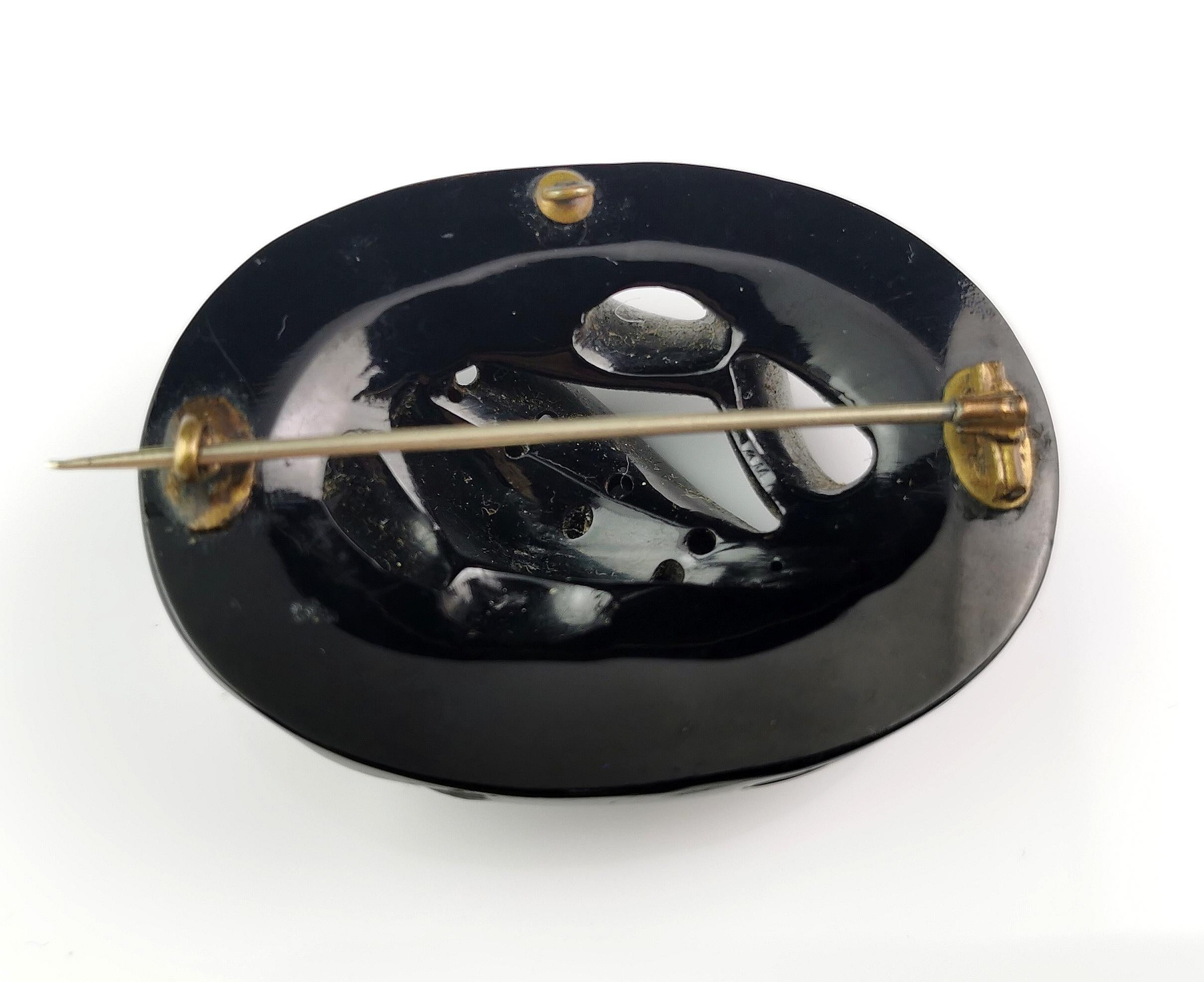 Antique Victorian Whitby Jet oval brooch at 1stDibs
