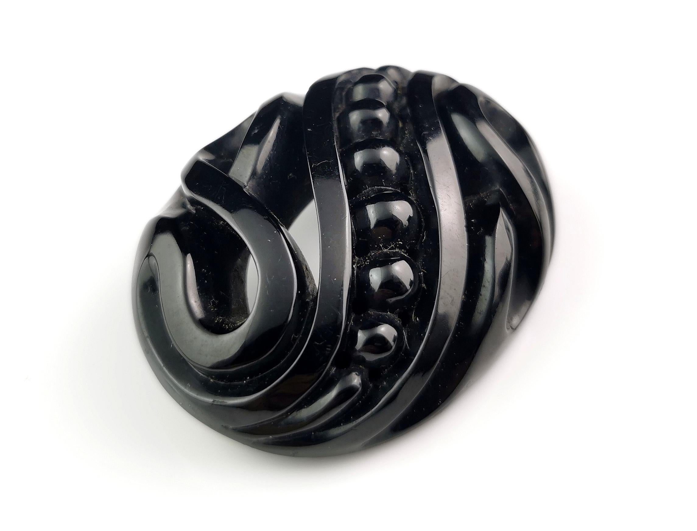 Antique Victorian Whitby Jet oval brooch at 1stDibs