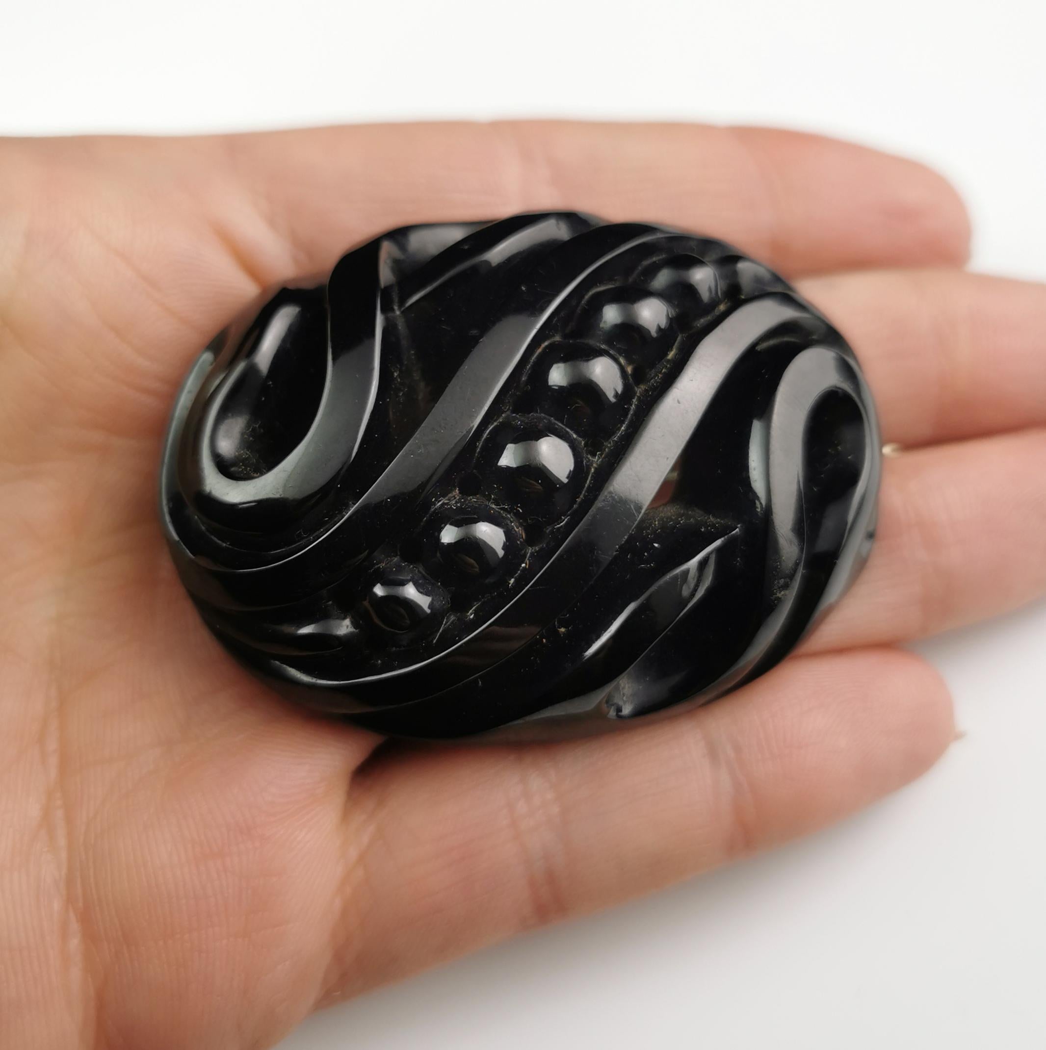 Antique Victorian Whitby Jet oval brooch at 1stDibs