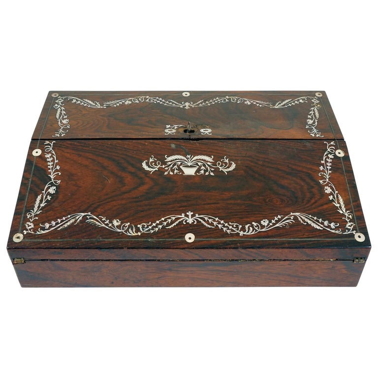 Antique Victorian Writing Slope Wood and Mother of Pearl Scotland 1870 ...