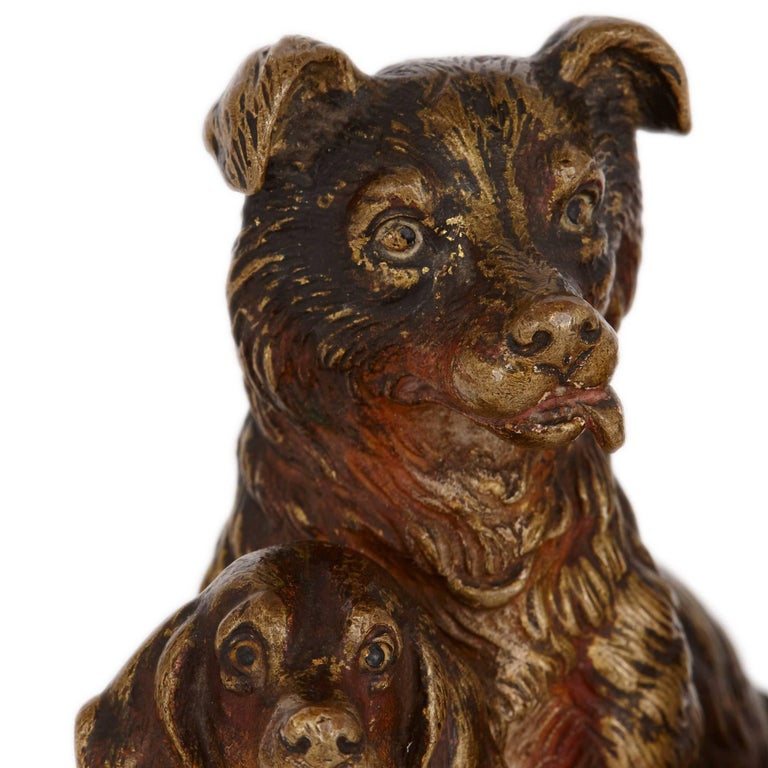 Antique Viennese Cold Painted Bronze Dogs, Attributed to Bergman at 1stDibs