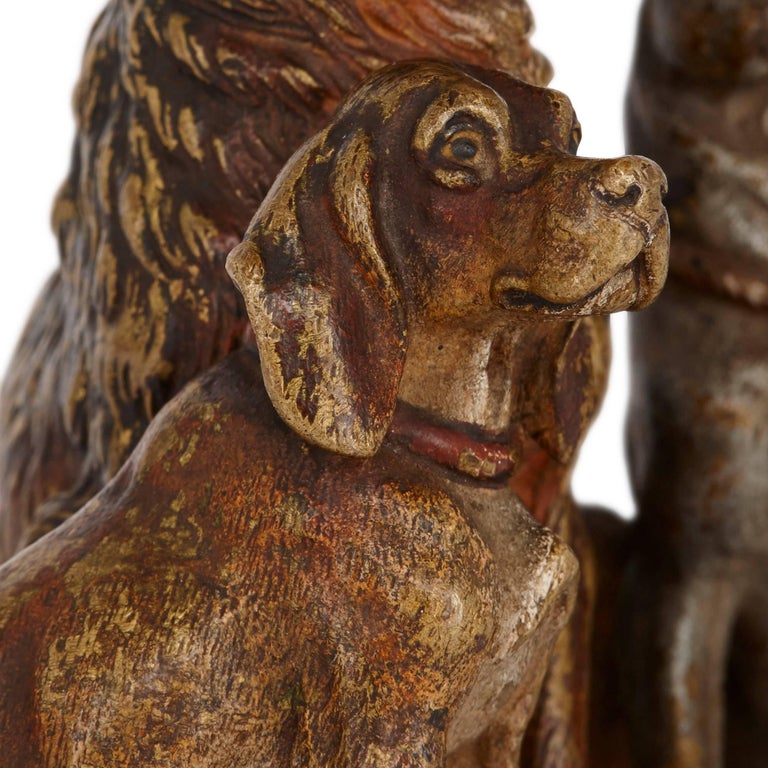Antique Viennese Cold Painted Bronze Dogs, Attributed to Bergman at 1stDibs