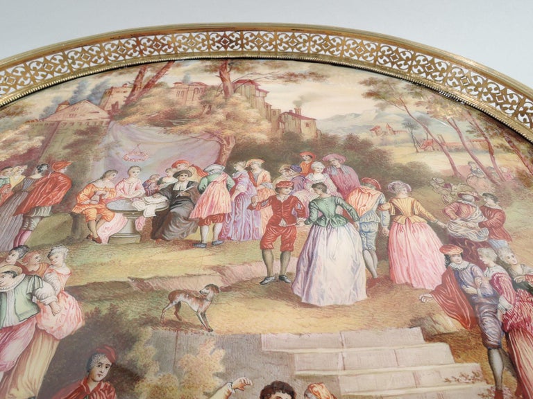 Antique Viennese Enamel Rococo Fete Champetre Footed Tray For Sale at ...