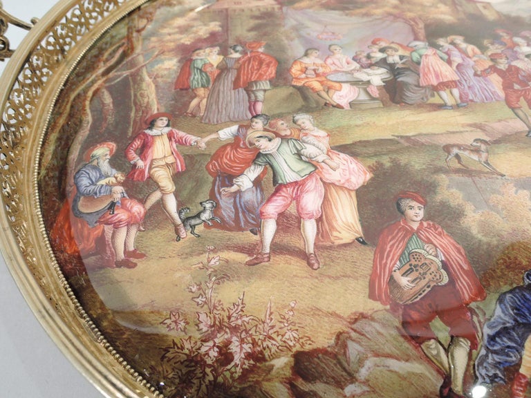 Antique Viennese Enamel Rococo Fete Champetre Footed Tray For Sale at ...