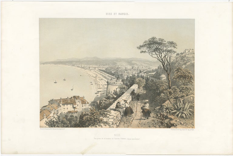 Antique View of the City of Nice on the South-Coast of France, c.1865 ...