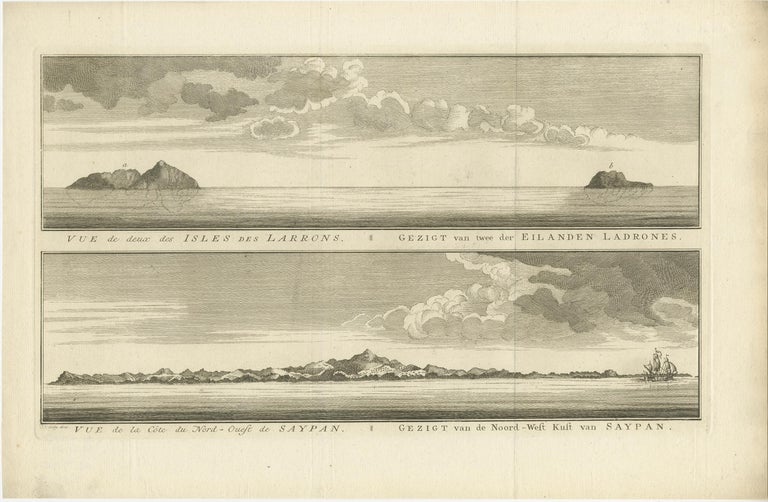 Antique View of The N.W. side of Saypan and one of The Ladrones Islands ...