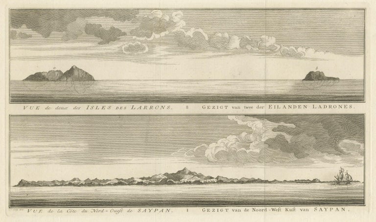 Antique View of The N.W. side of Saypan and one of The Ladrones Islands ...