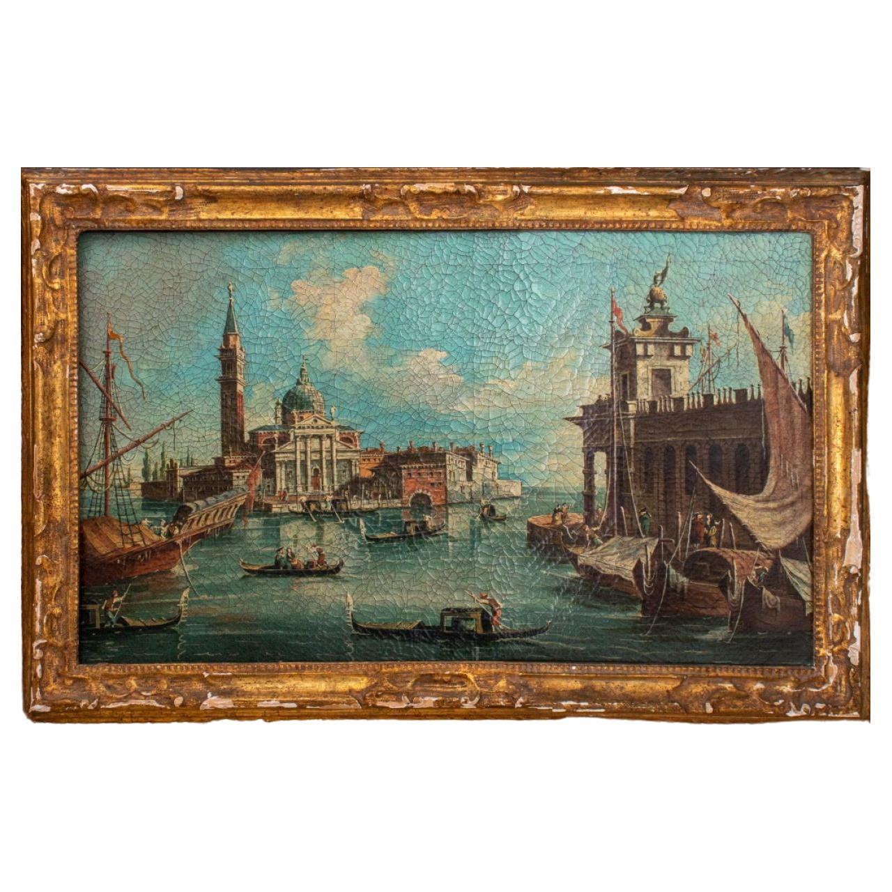 Antique View of Venice Oil Painting on Canvas For Sale at 1stDibs