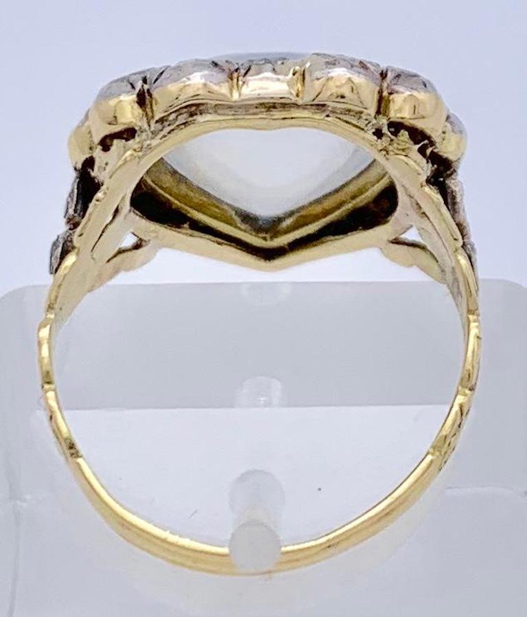 Victorian 18 Karat Gold Silver Diamond Moonstone Cabochon Heart Love ...