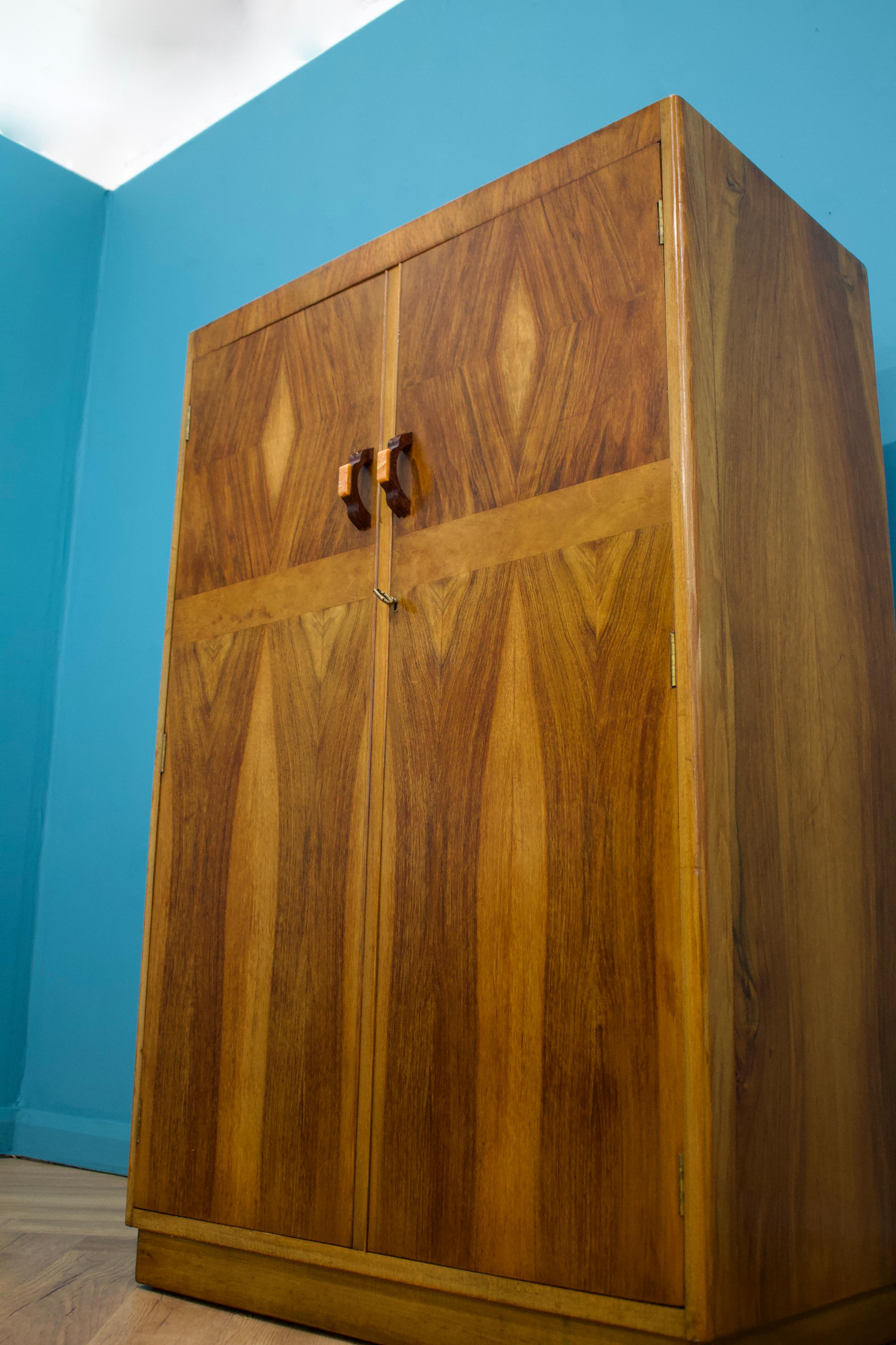 Antique Vintage Art Deco Burr Walnut Compact Compactum Wardrobe, 1930s ...