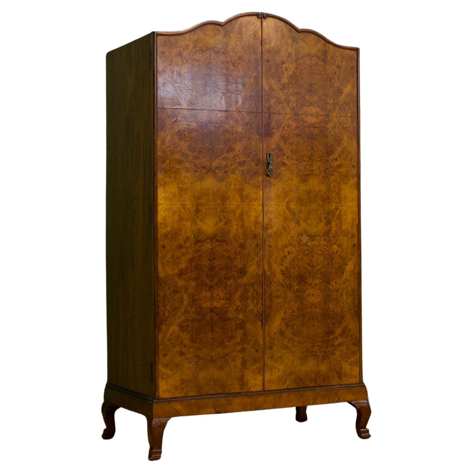 Antique Vintage Art Deco Burr Walnut Compact Compactum Wardrobe, 1930s ...