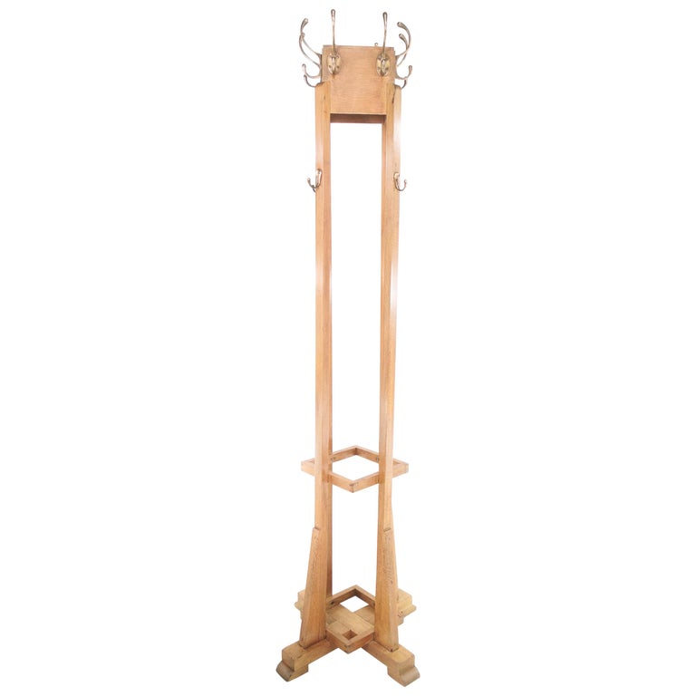 Antique Vintage Art Deco Oak Coat Stick Umbrella Stand For Sale at 1stDibs