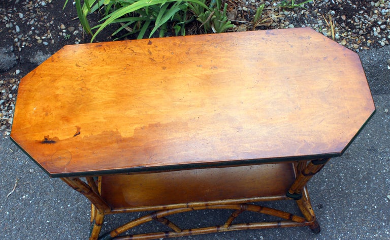 Antique Vintage Bamboo Console Hall Sofa Porch Table Banding Solid ...