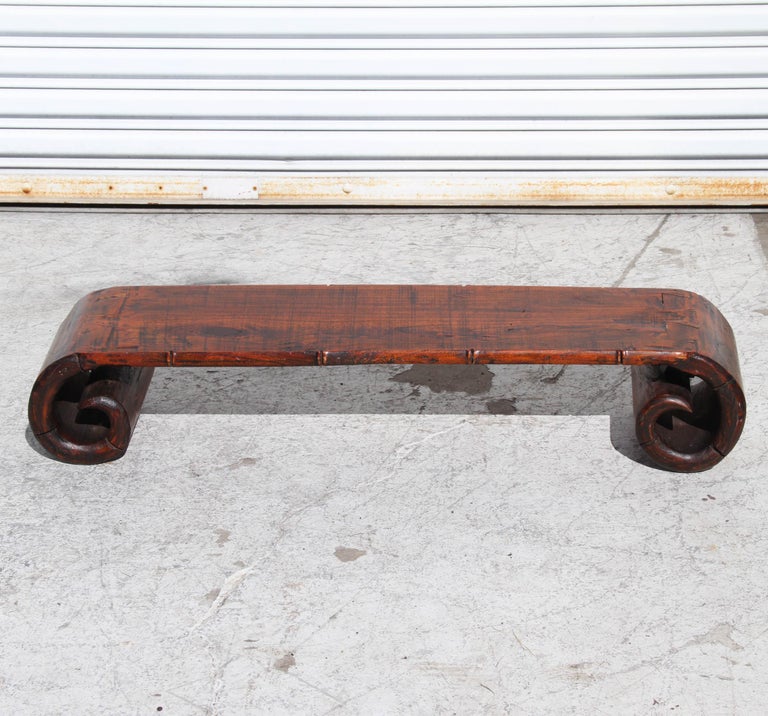 Antique Vintage Chinese Scroll Stand Side Table Elm Wood For Sale at ...