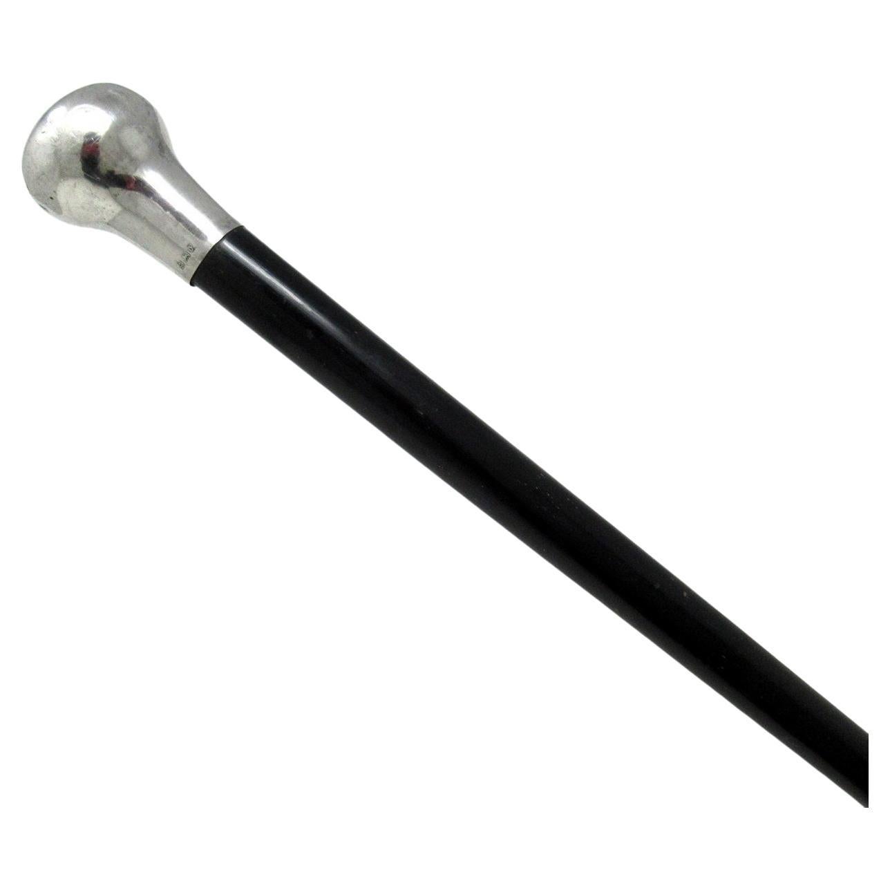 Victorian French Sterling Silver-Mounted Wooden Cane/Walking Stick at ...